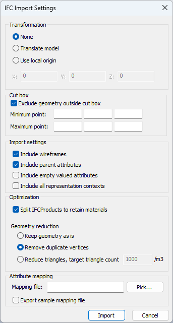 Importing an IFC model (IFC, IFCzip)