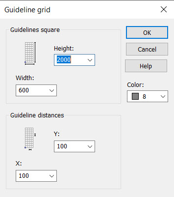 Insert guideline grid