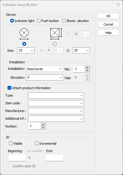 Insert signal lamps/push buttons