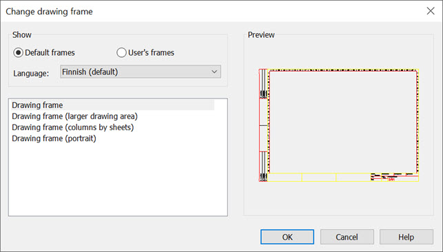 Change drawing frame/label