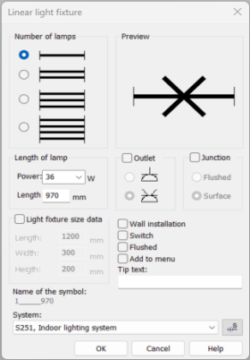 Define and insert linear light fixtures