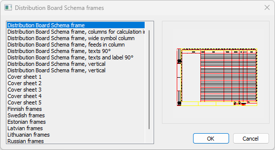 Select distribution board schema frame or cover sheet