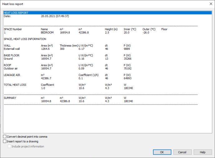 Create heat loss reports