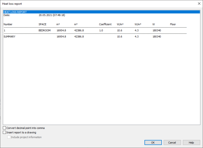 Create heat loss reports