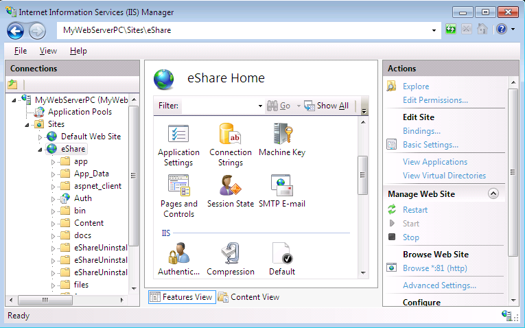 Internet Information Services (IIS) Manager