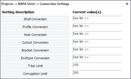 Connection Settings