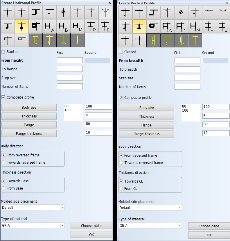 Creating horizontal and vertical Profiles