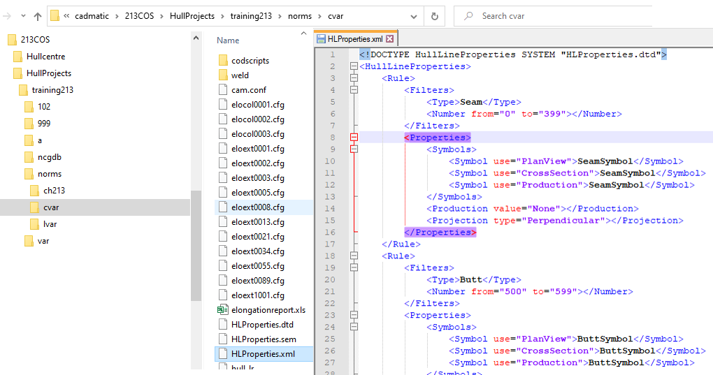 Defining extra hull line properties