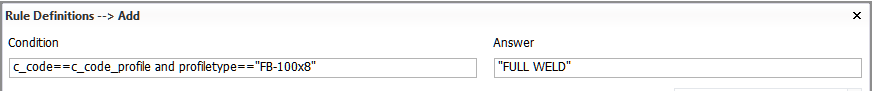 Rule example: Weld information on coded profile