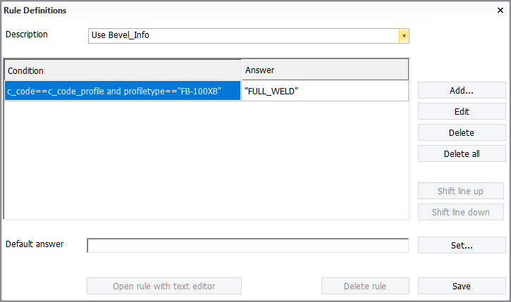 Rule example: Weld information on coded profile