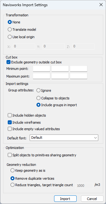 Importing a Navisworks model