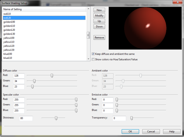 Surface shading setup