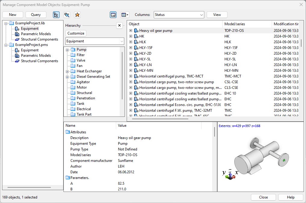 Manage component model objects