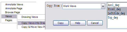 Copy views to the drawing