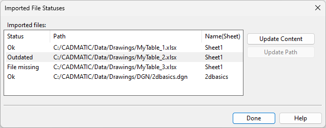 Imported File Statuses